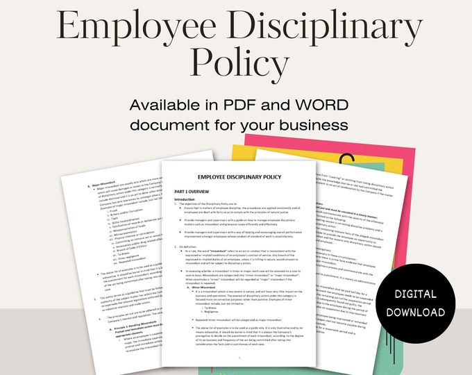 Employee Disciplinary Policy Template, PDF and Microsoft Template ...