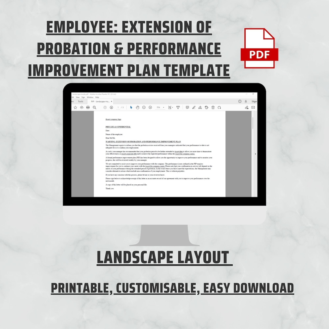 Employee Probationary Letter Extension of Probation Performance ...