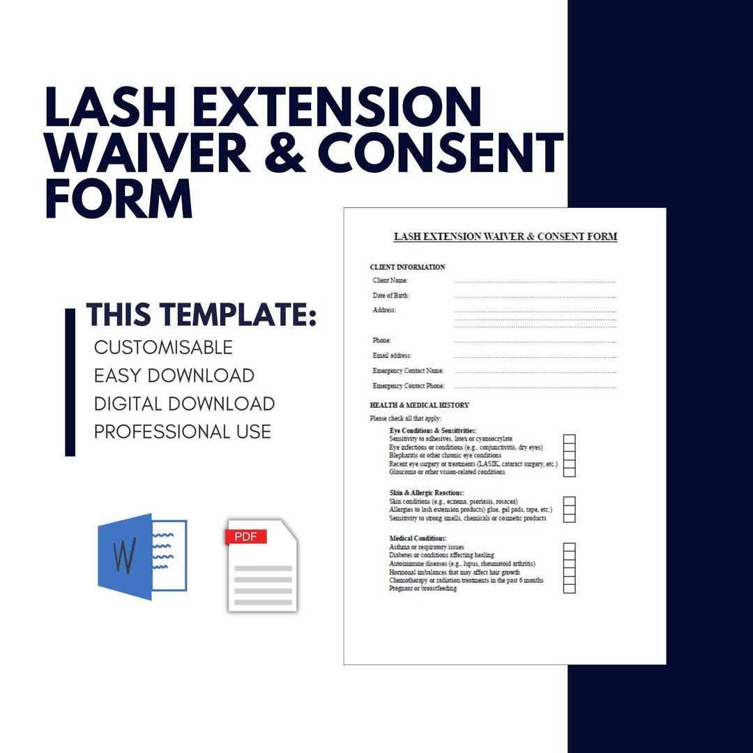Lash Extension Waiver & Consent Form | Microsoft Word Template | Easy ...