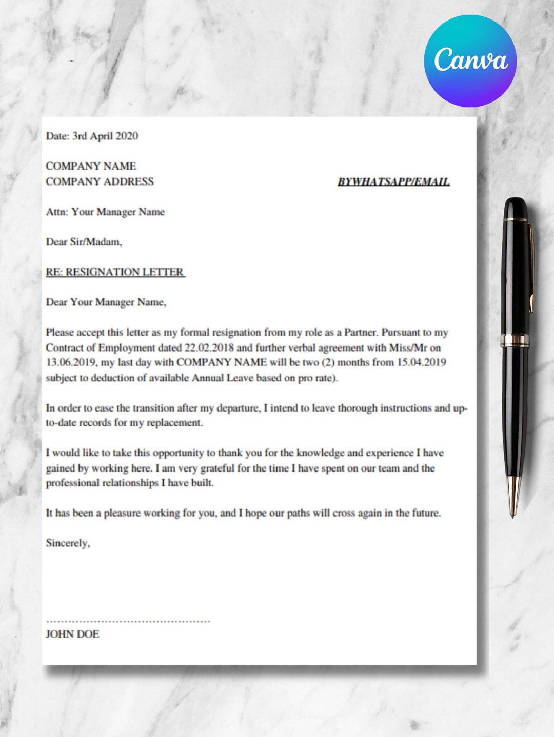 Resignation Letter Template, Modern Resignation Template, Creative and ...