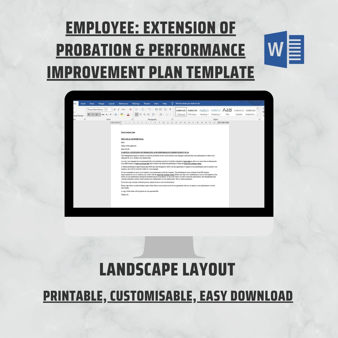 Employee Probationary Letter Extension of Probation Performance ...