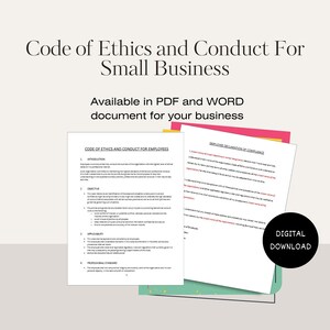 Code of Ethics and Conduct for Small Business Template Microsoft ...
