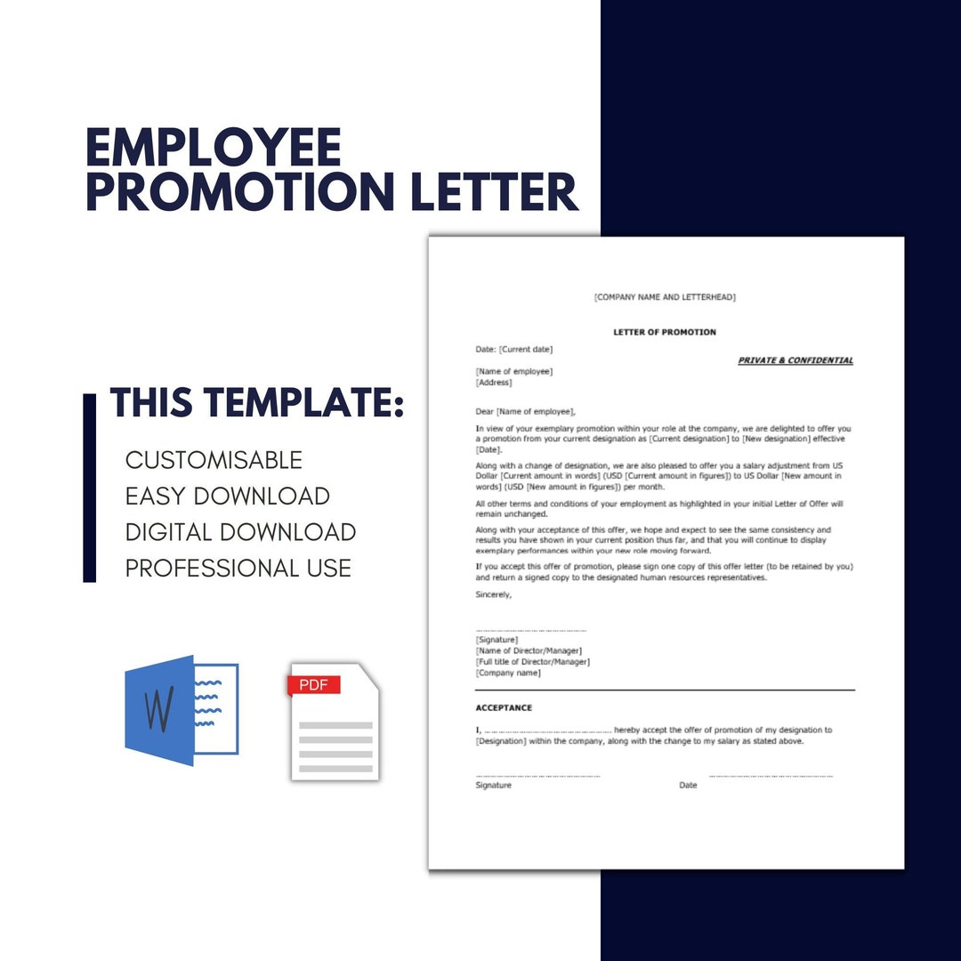 Promotion Letter Template for Employee Template and Microsoft Word and ...