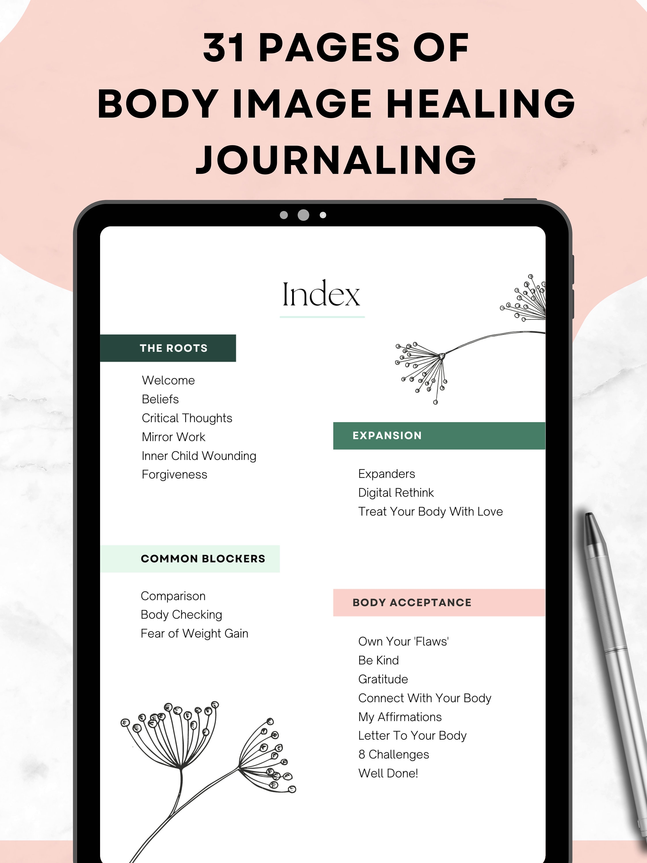 Body Image Healing Journal, Body Love Prompt, Body Positive Template ...