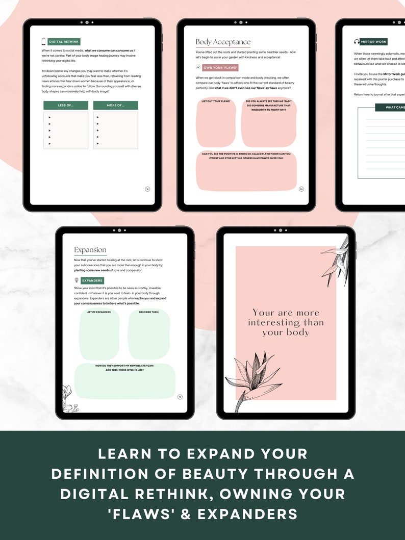 Body Image Healing Journal, Body Love Prompt, Body Positive Template ...