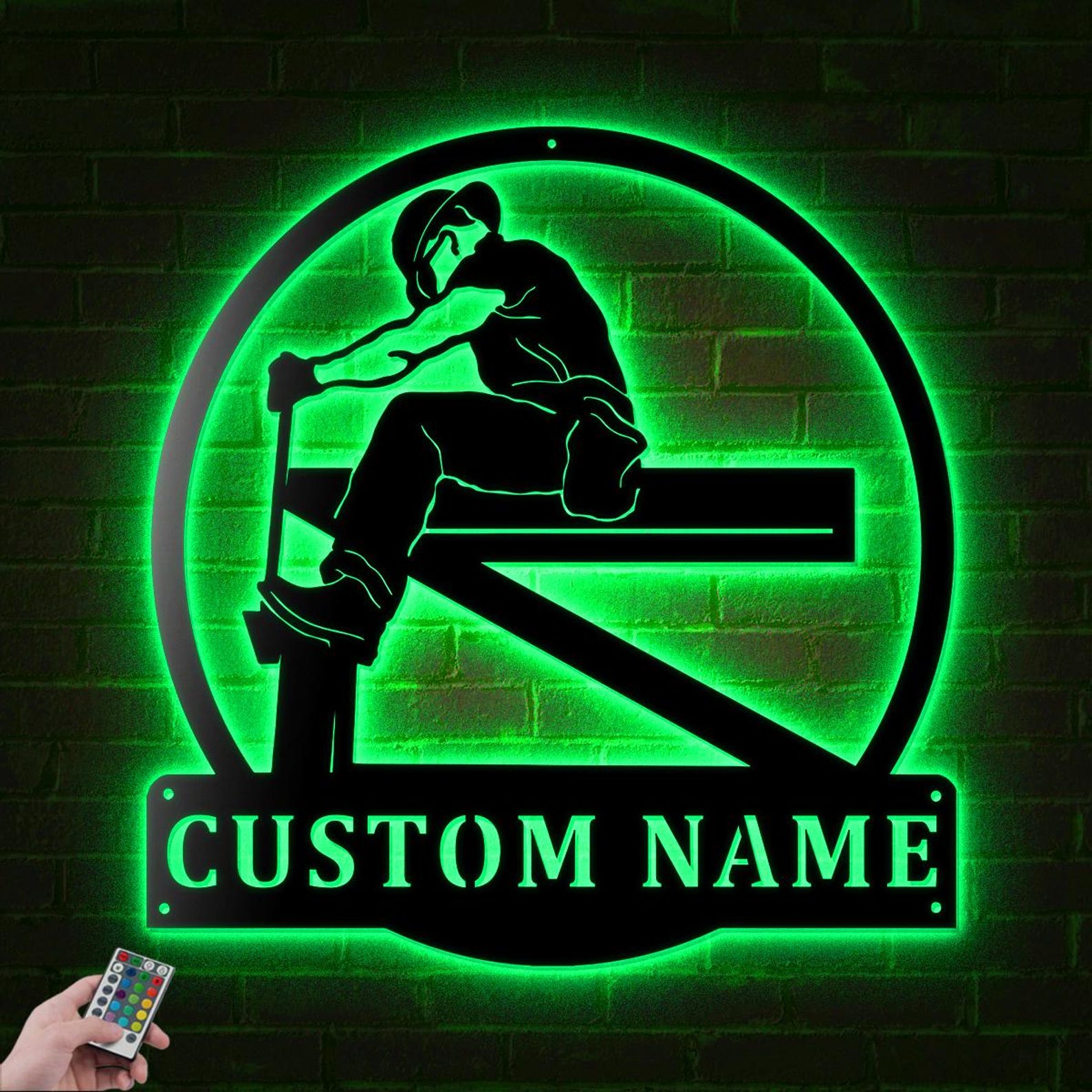Custom Ironworker Metal Wall Art LED Light Personalized Welder Name ...