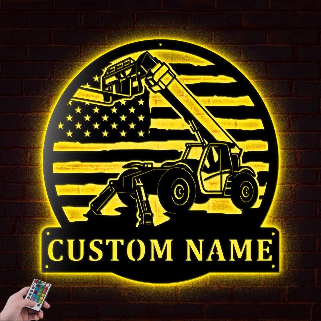 Custom Us Telehandler Metal Wall Art Led Lights, Personalized ...