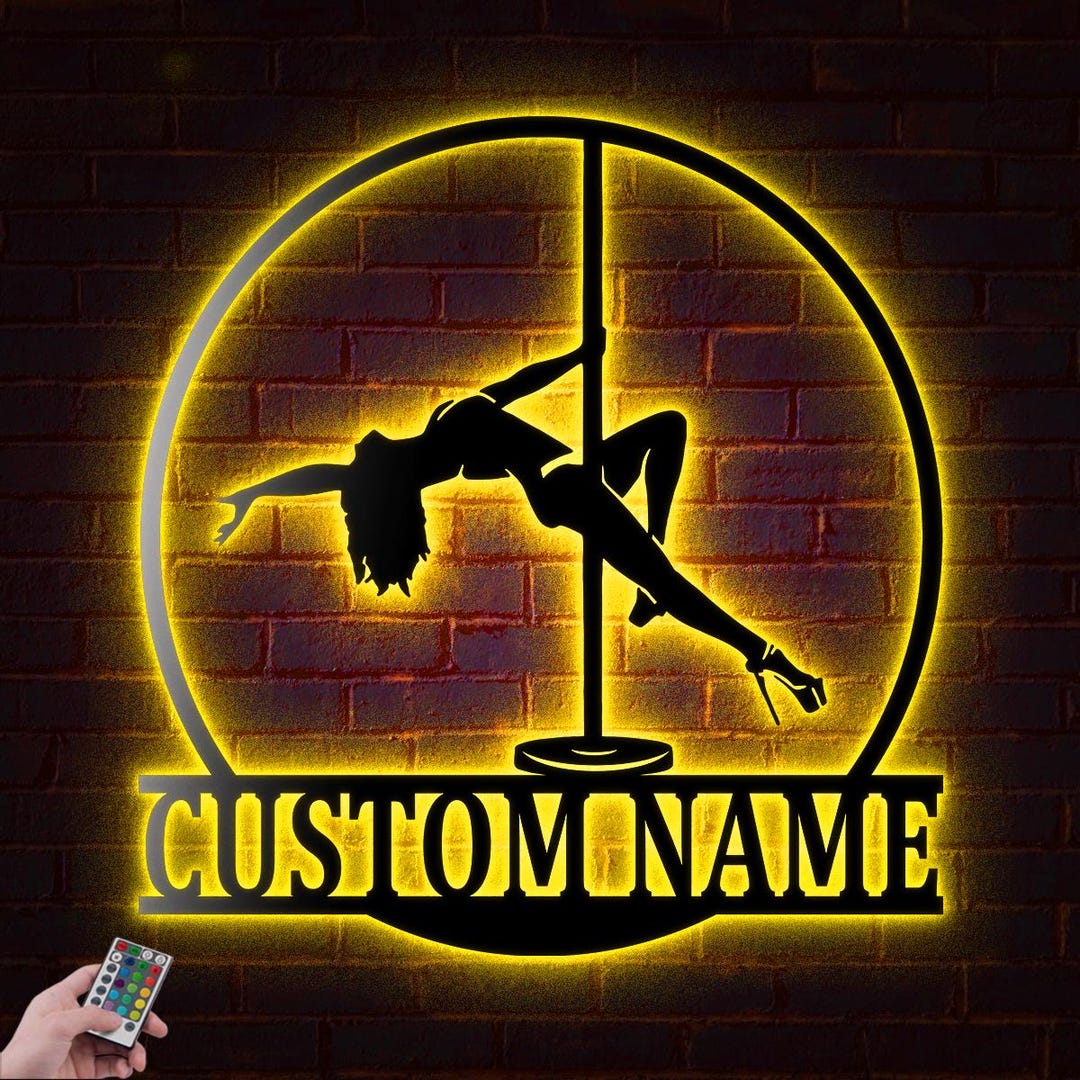 Custom Stripper Metal Wall Art With LED Light Personalized Pole Dance ...