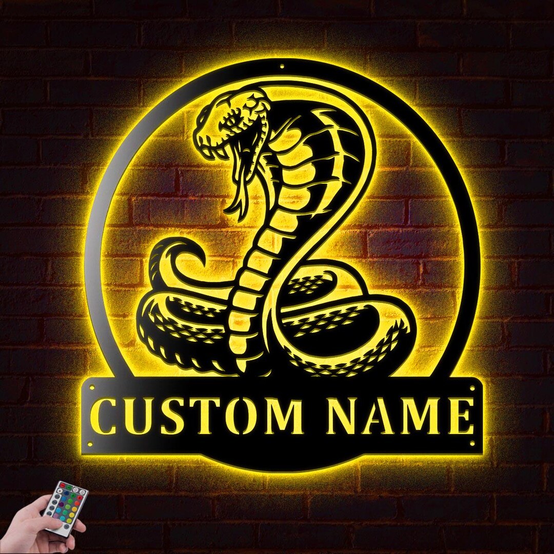 Custom Cobra Snake Metal Wall Art With Led Lights, Personalized Reptile ...