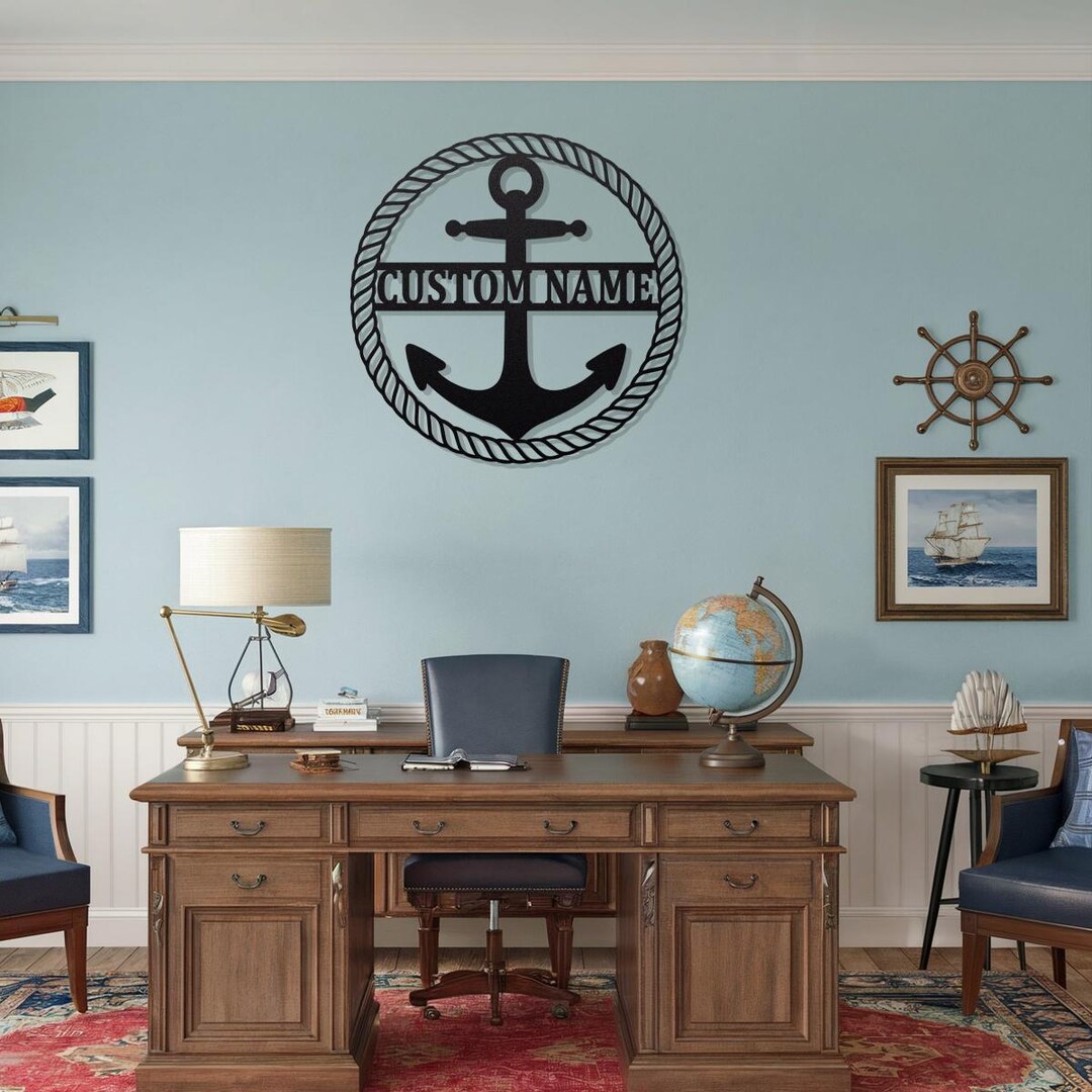 Custom Pontoon Captain Anchor Ship Metal Wall Art Led Light ...