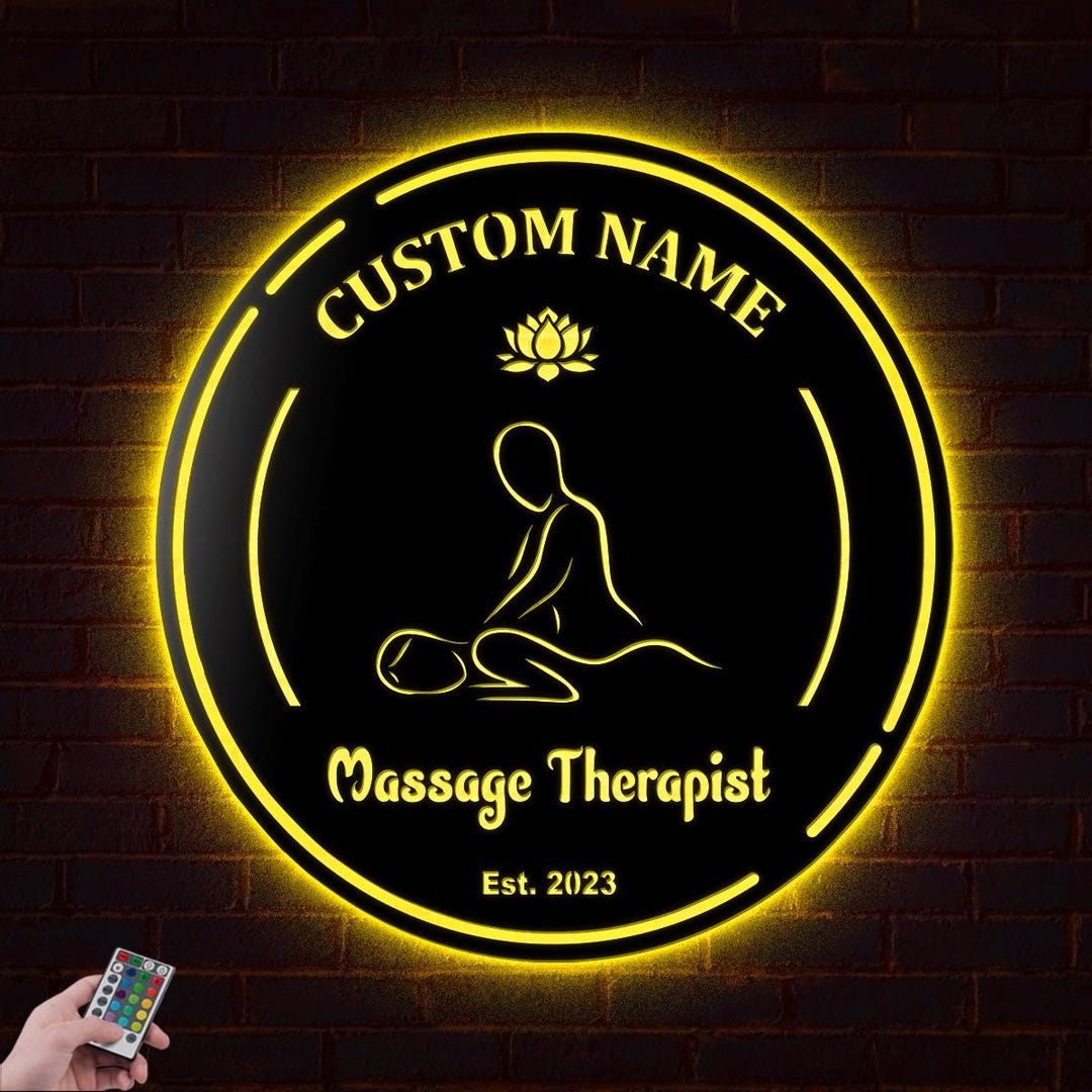 Custom Massage Therapist Metal Wall Art With LED Light Personalized ...
