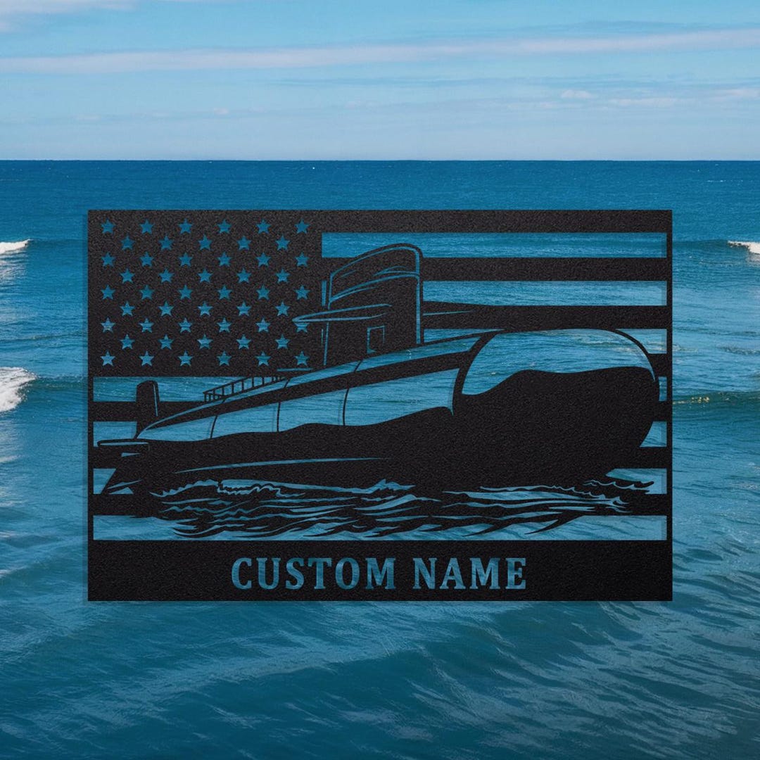 Custom US Submarine Metal Wall Art With Led Light Personalized U-boat ...
