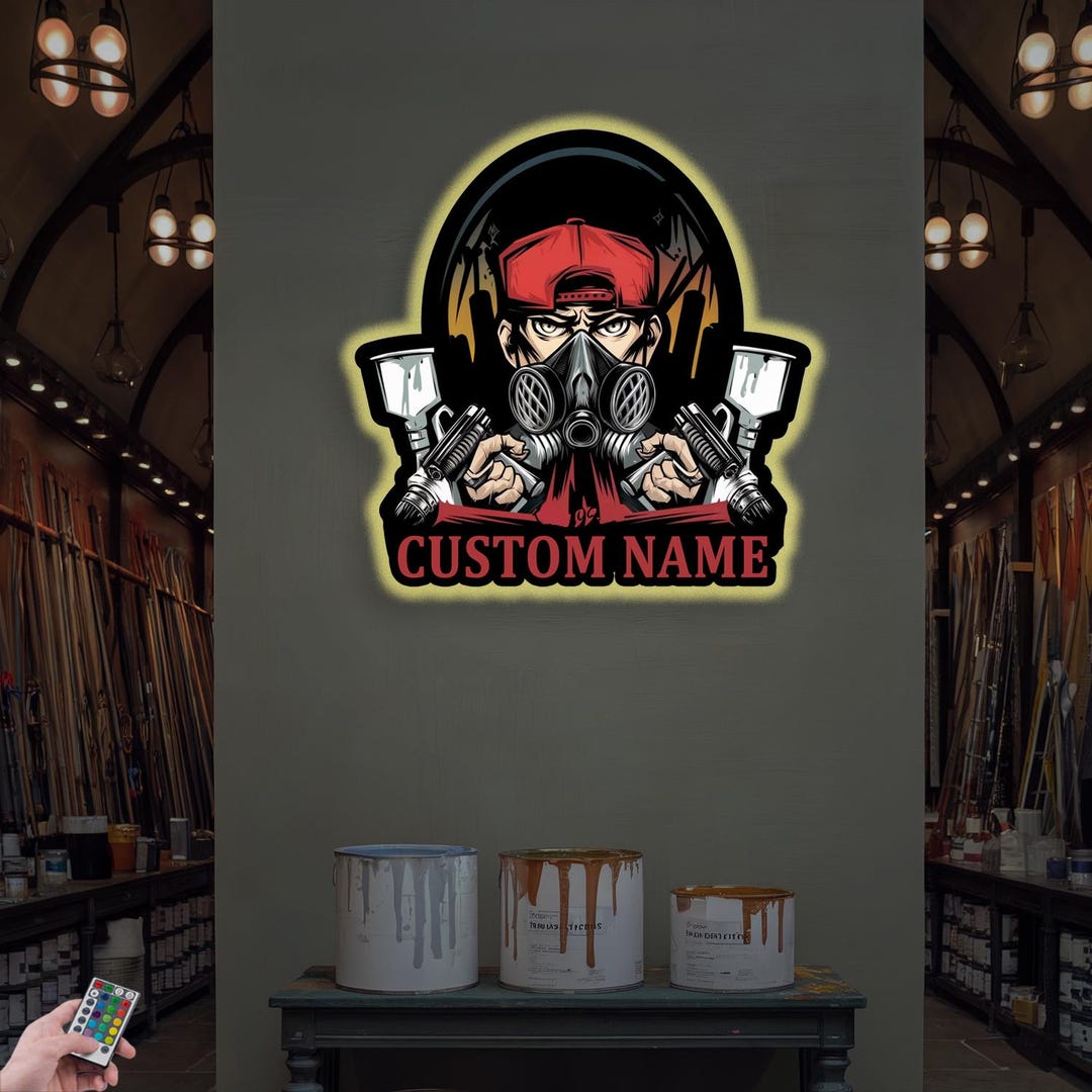 Custom Paint Brush Painter Acrylic Wall Art LED Light Personalized ...