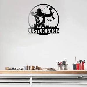 Custom Deer Bow Hunting Metal Wall Art With LED Light Personalized ...