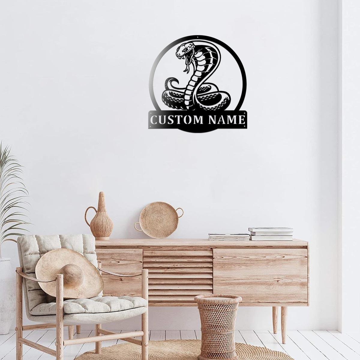 Custom Cobra Snake Metal Wall Art With Led Lights, Personalized Reptile ...