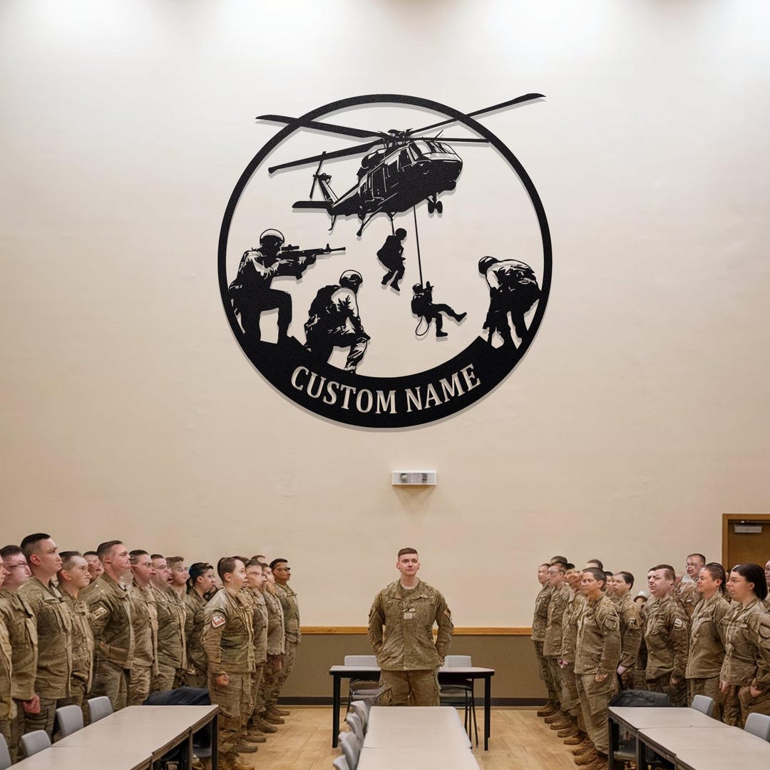 Custom Helicopter and Soldiers Metal Wall Art With Led Light ...