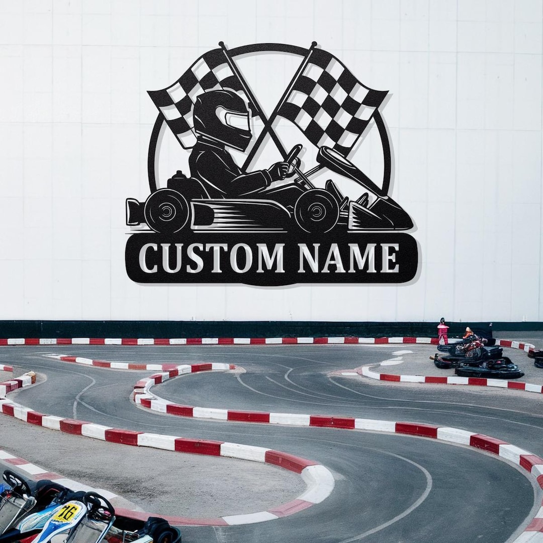 Custom Go Kart Racing Metal Wall Art LED Lights Personalized Go Kart ...