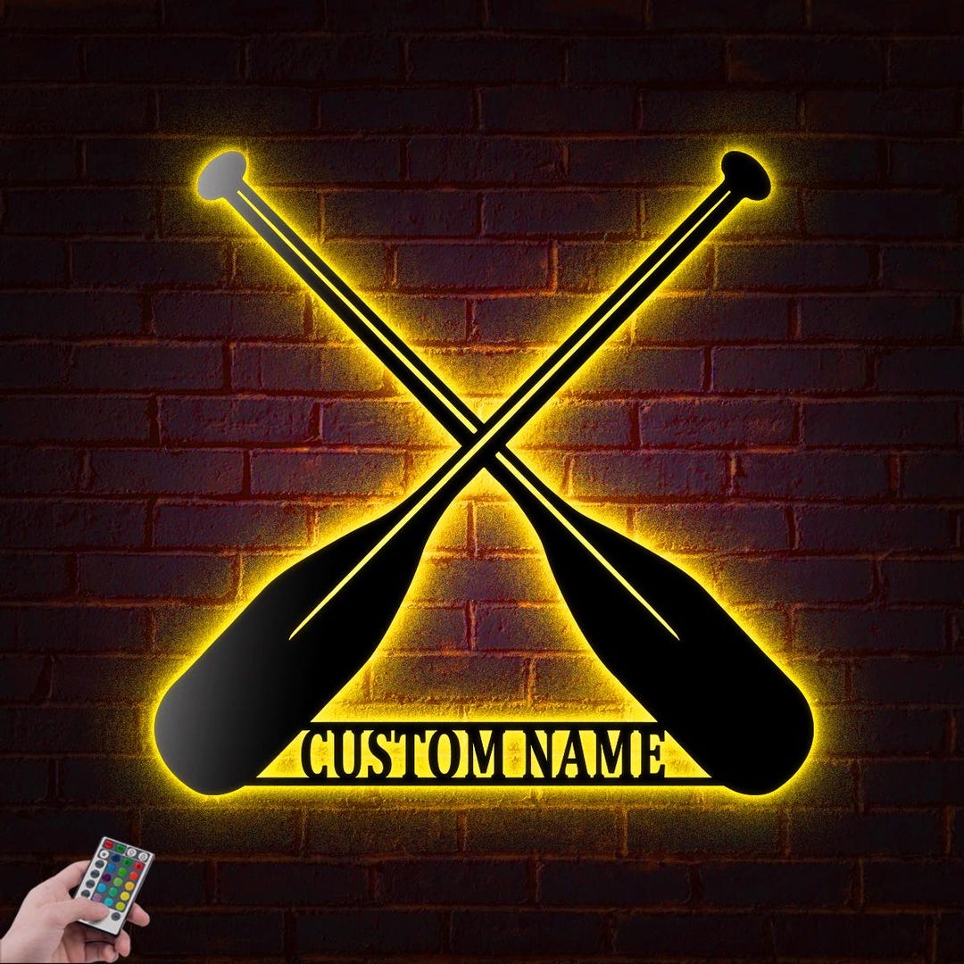 Custom Canoe Kayak Paddles Led Lights Metal Wall Art Personalized ...