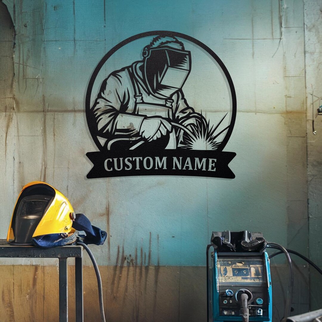 Custom Welding Metal Wall Art With Led Lights, Personalized Welder Name Sign Decoration for Room ...