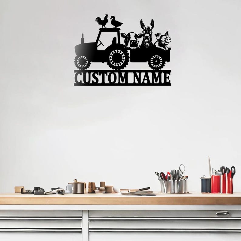 Custom Farm Animals Tractor Metal Wall Art With Led Lights ...