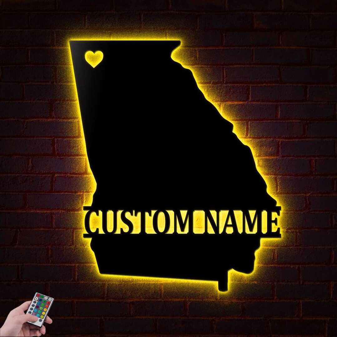 Custom Georgia State Metal Wall Art With LED Lights, Personalized ...