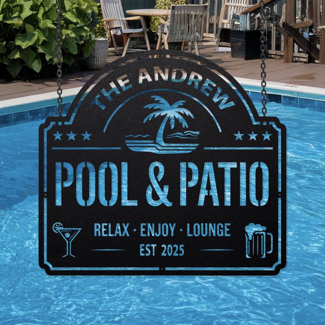 Custom Pool Metal Sign, Personalized Backyard Oasis Sign Patio Decor ...