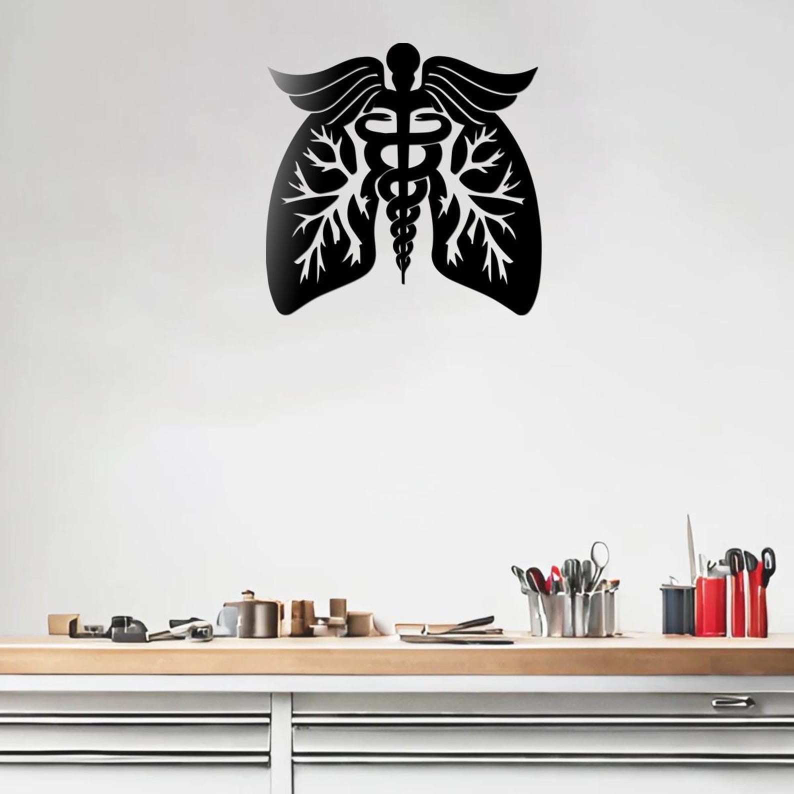 Doctor Health Care Metal Wall Decor Led Light Caduceus Medical Symbol ...