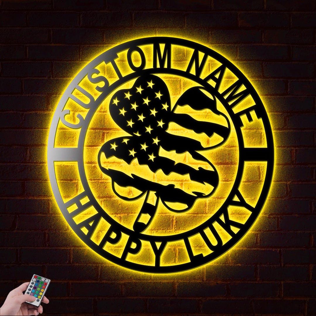 Personalized Four Leaf Clover Metal Wall Decor With Led Lights, Custom ...