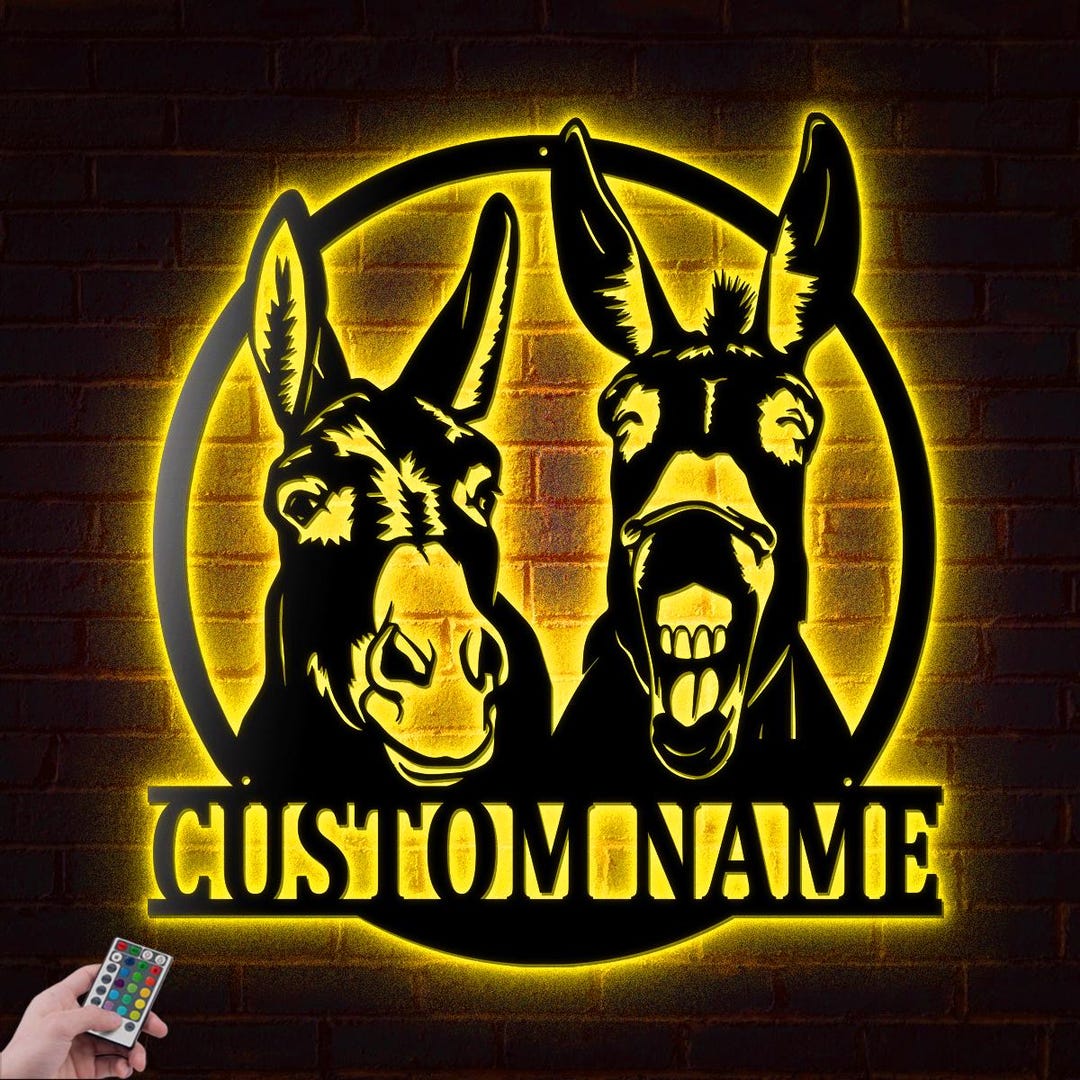 Custom Donkey V2 Metal Wall Deor With Led Light, Personalized Donkey ...