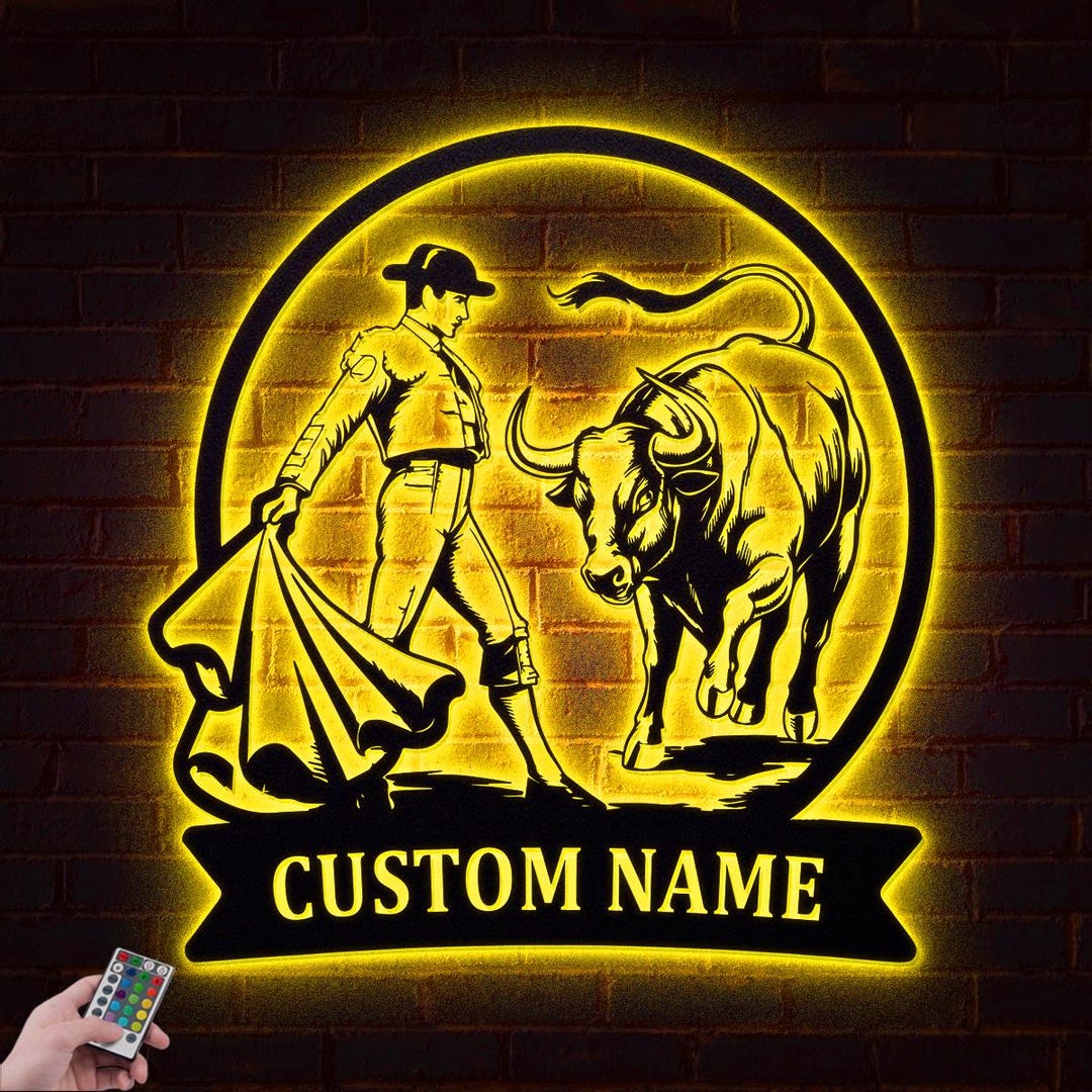 Personalized Bullfighting Metal Wall Deor With Led Lights, Custom Bull ...