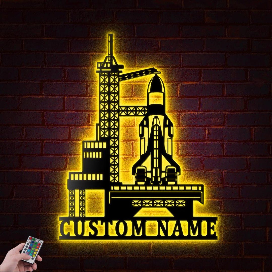 Custom Spaceship Launchpad Metal Wall Art With Led Light, Personalized ...