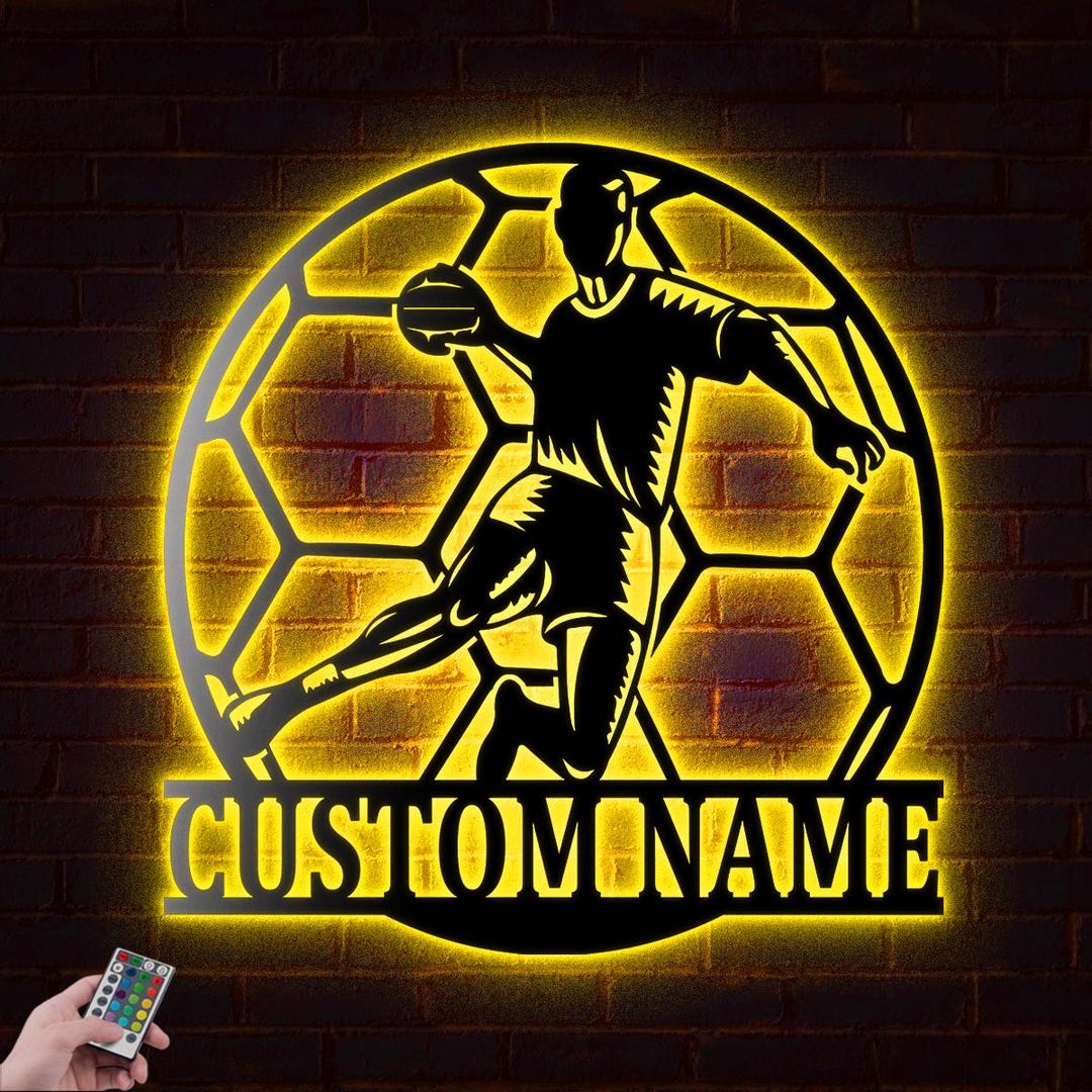 Custom Handball Metal Wall Art Led Light Personalized Handball Player ...