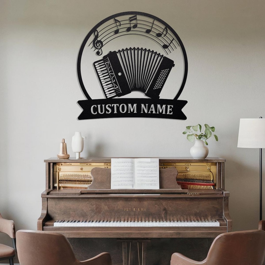 Custom Accordion Metal Wall Art Led Light, Personalized Accordion Music ...