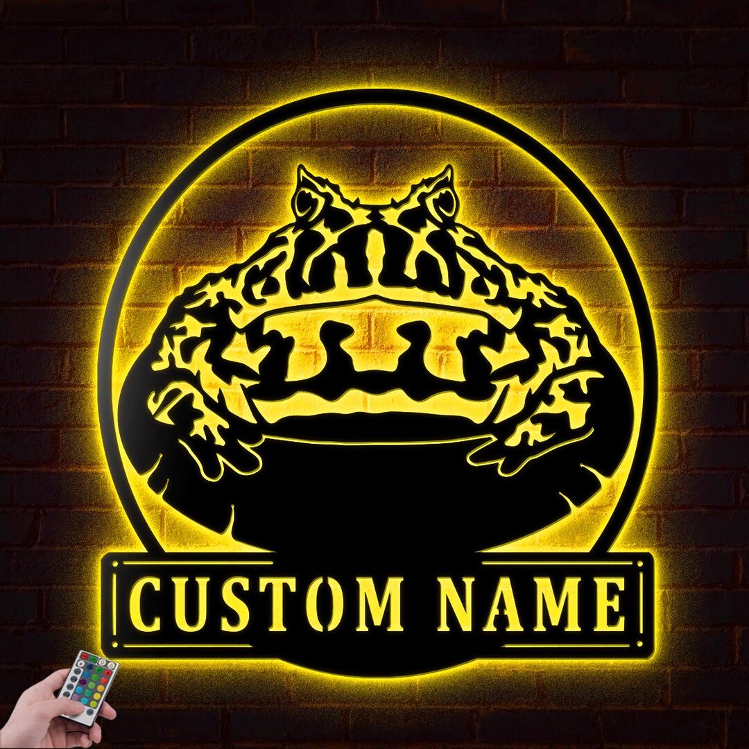 Custom Horned Pacman Frog Metal Wall Art Led Light Personalized Frog ...