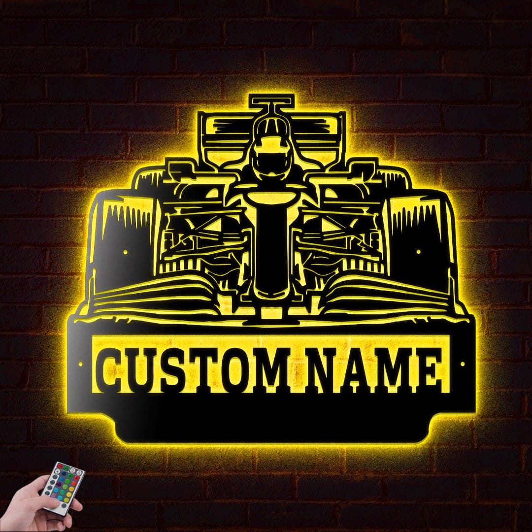 Custom Car Racing Led Lights Metal Wall Art, Personalized Auto Racer ...