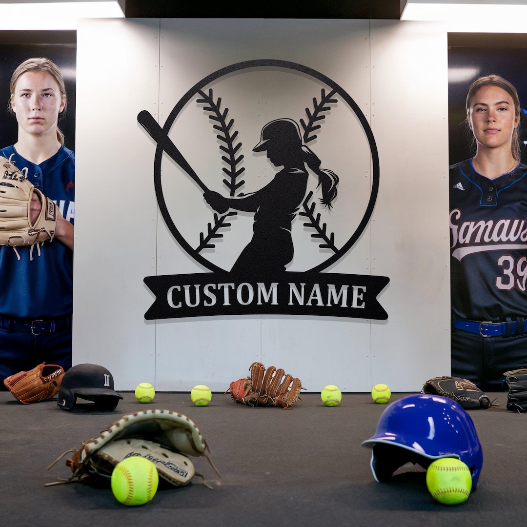 Custom Softball Swing Metal Wall Art Led Light, Personalized Player ...
