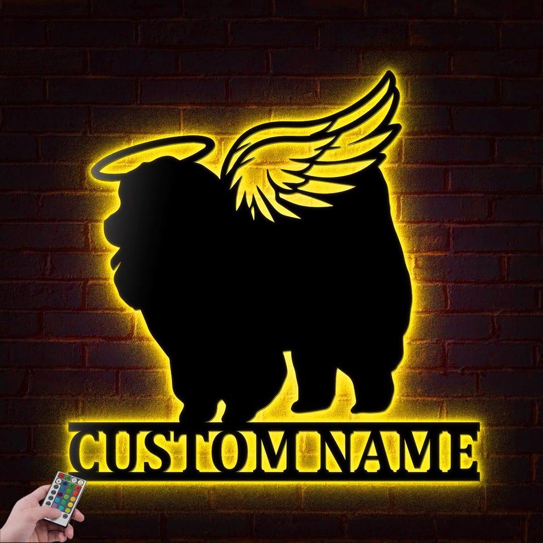 Custom Angel Chow Chow Dog Memorial Metal Wall Art Led Light ...