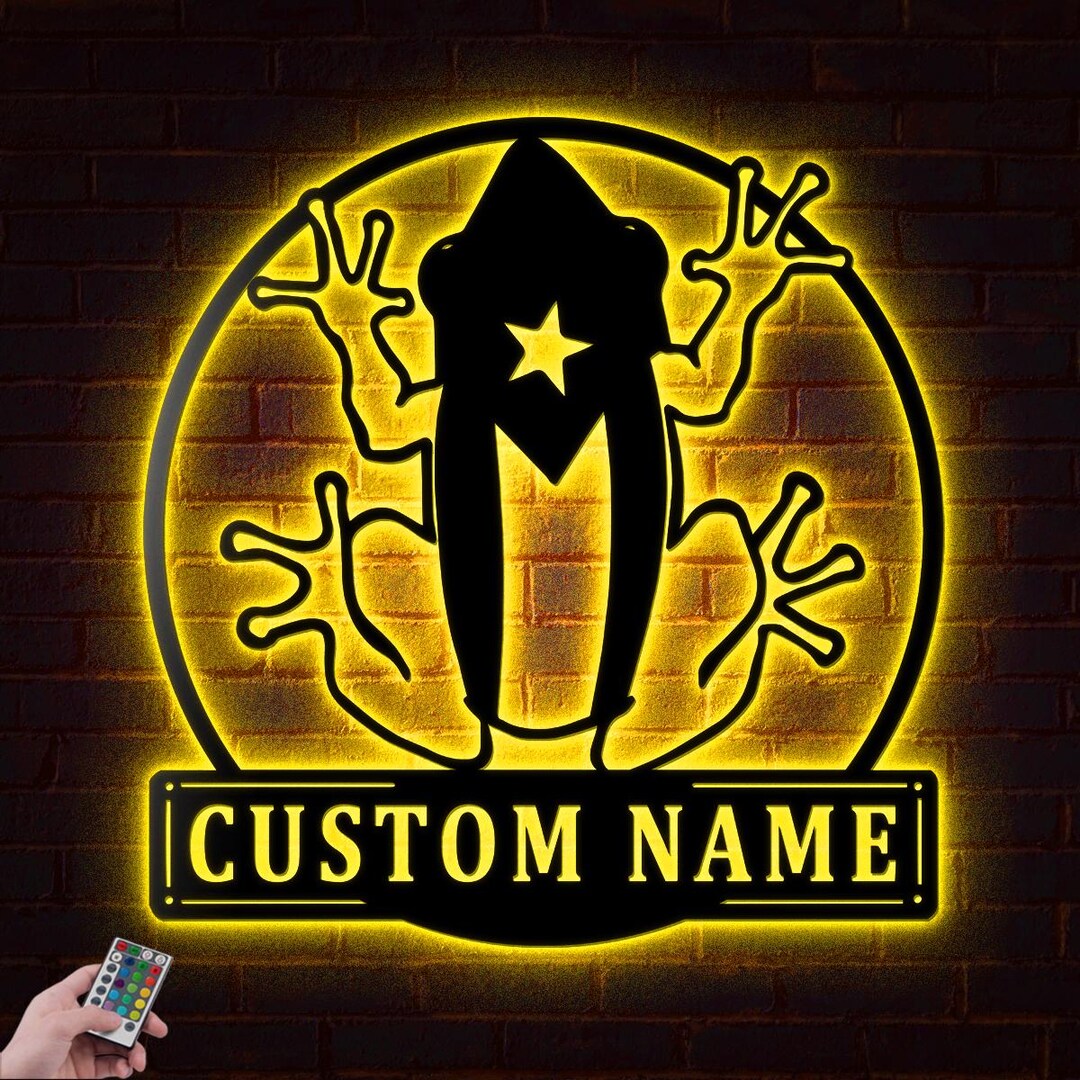 Custom Puerto Rico Rican Frog Rana Flag Metal Wall Art LED Light ...