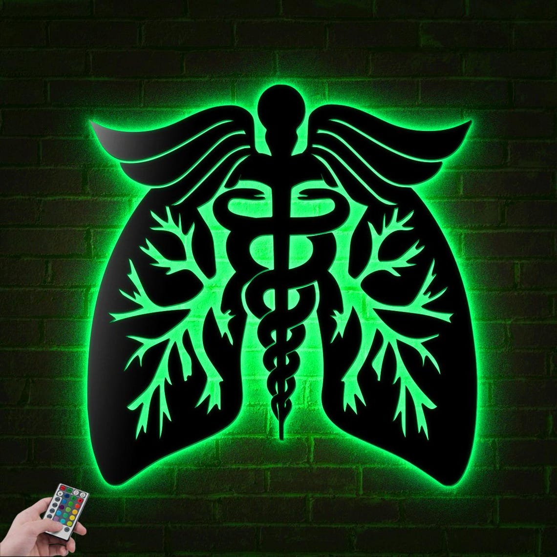 Doctor Health Care Metal Wall Decor Led Light Caduceus Medical Symbol ...