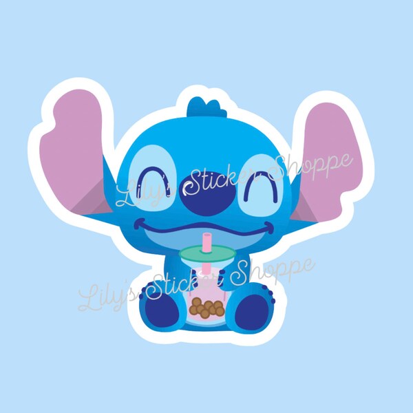 Stitch Drinking Boba Png - Etsy