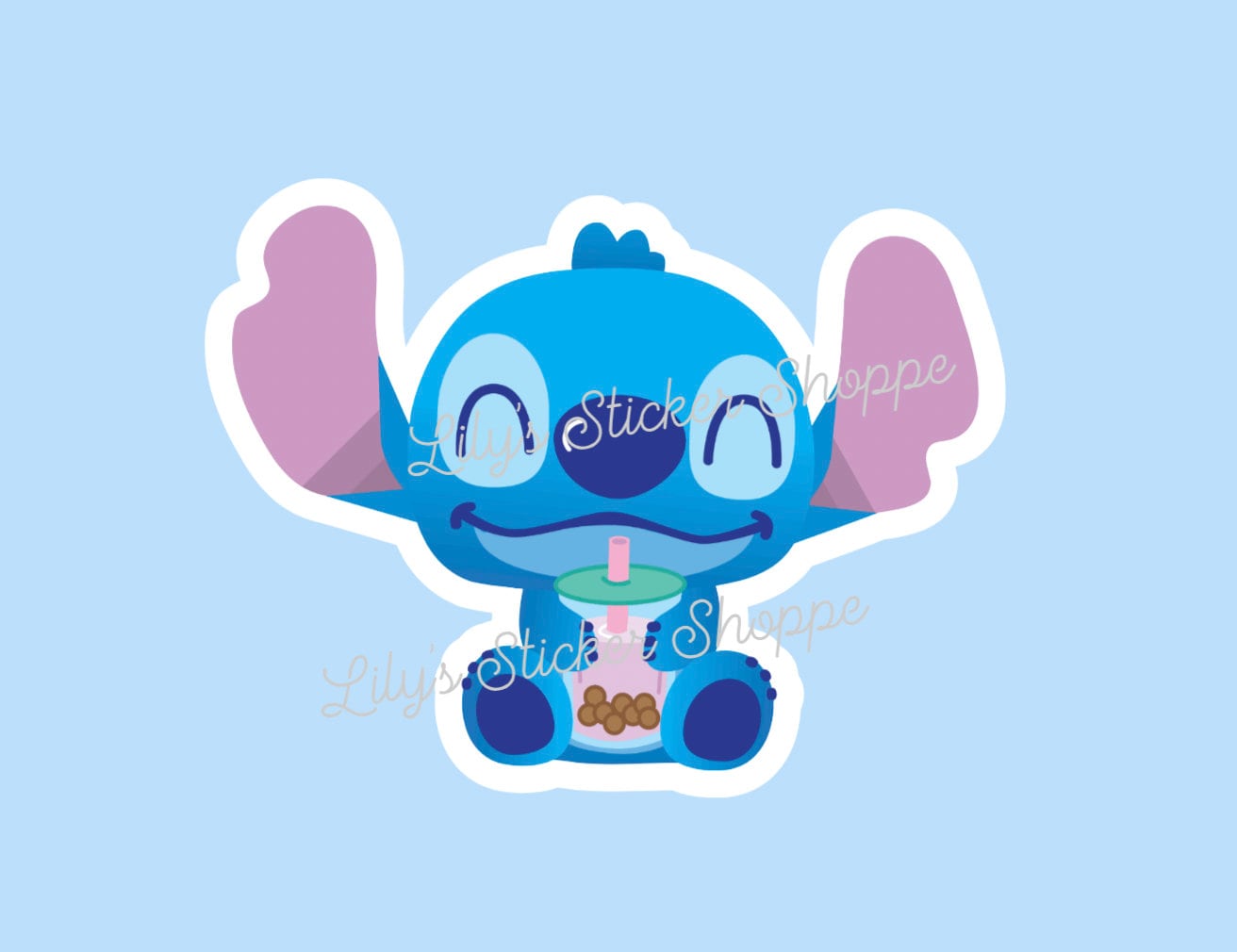 Stitch Drinking Boba Sippin' Stitch Sticker - Etsy UK