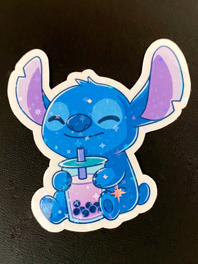 Stitch Drinking Boba Sticker - Etsy Ireland