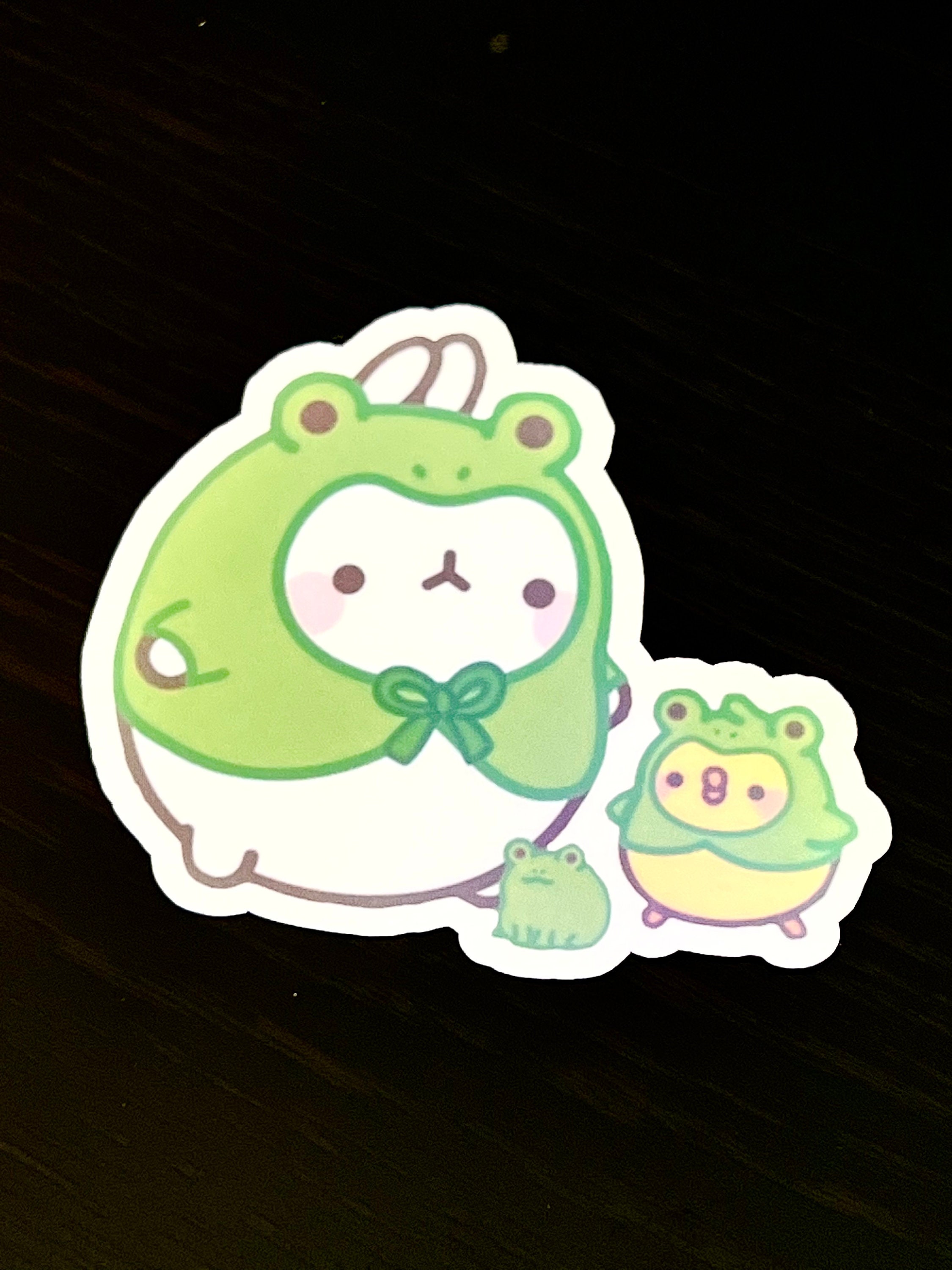 Molang Lindo Conejo Conejo Piu Piu Rana Holographic Sticker - Etsy México
