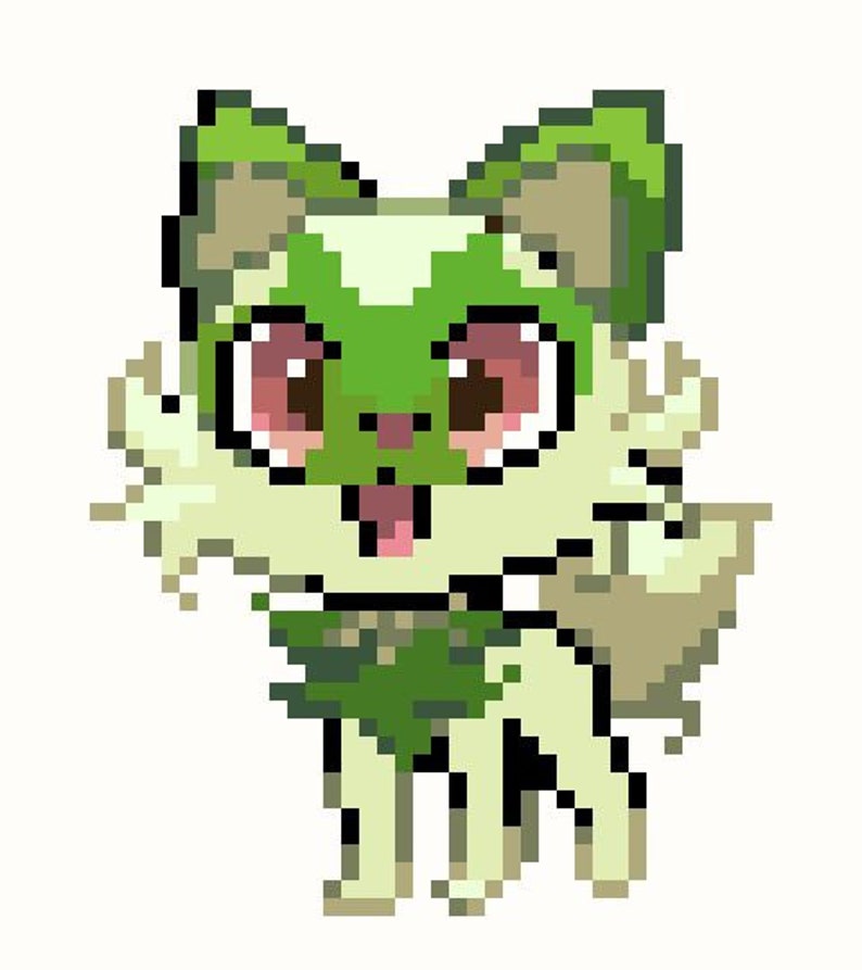 Pokemon Starter Sprigatito Cross-stitch Pattern - Etsy