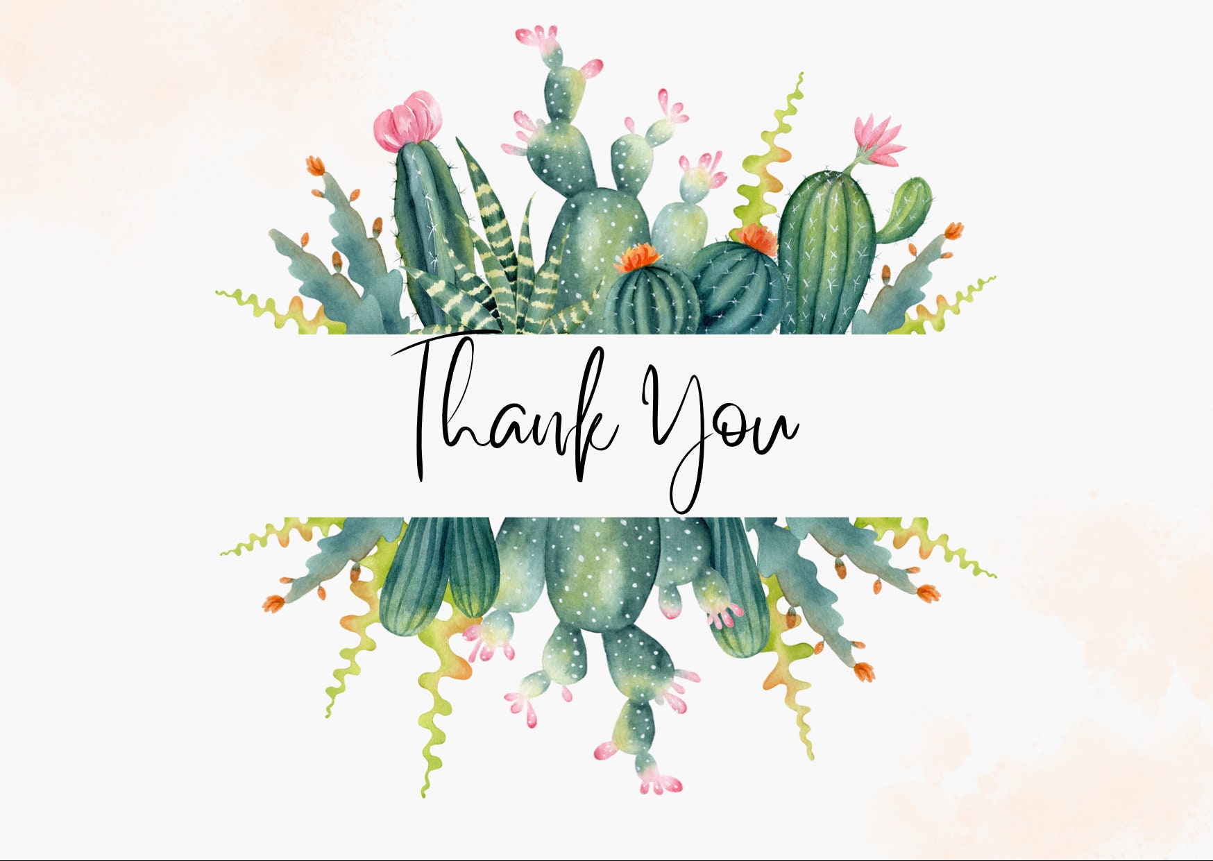 Cactus Thank You Card - Etsy
