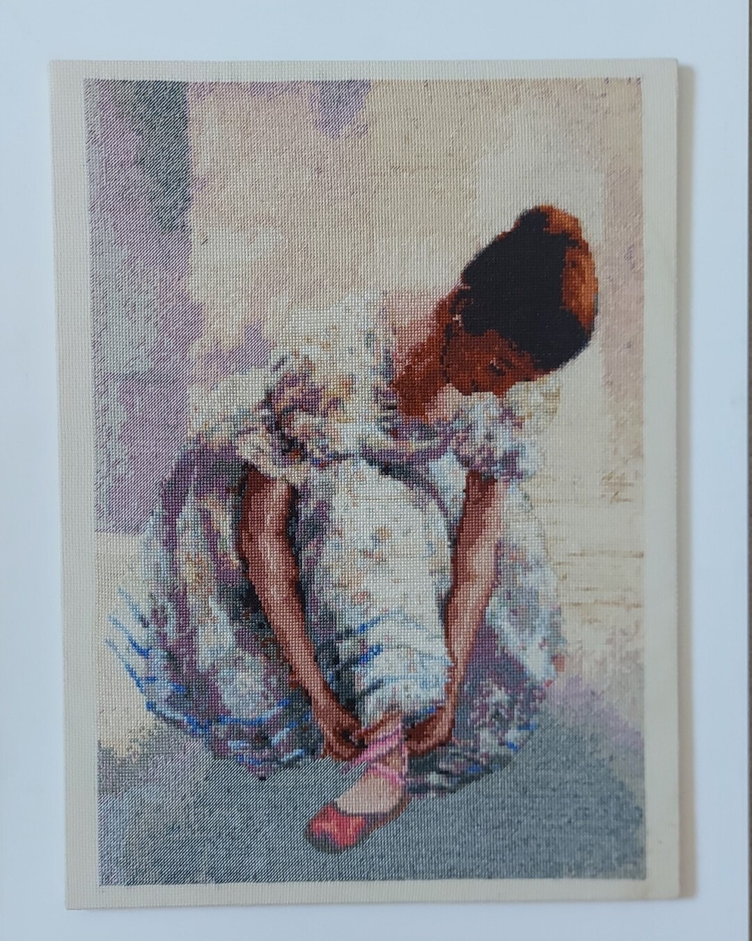 Resting Ballerina Completed Cross Stitch , Board Mounted Size 27.5 X 37 ...