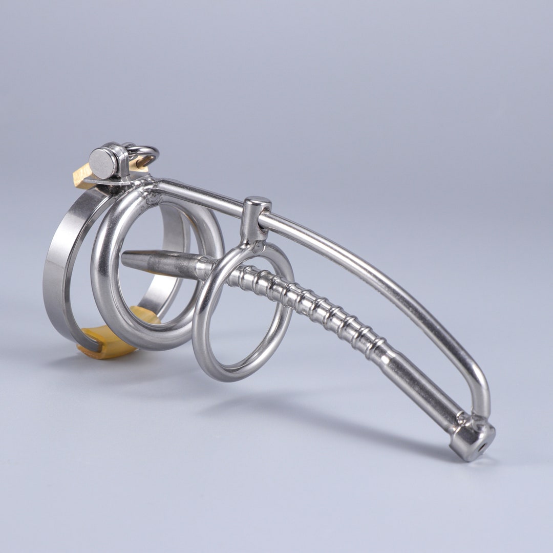 Stainless Steel Metal Rings Urethral Blocking Chastity Cage Device ...