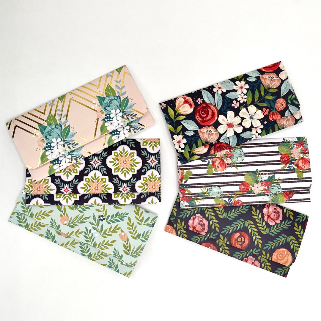 Fancy Floral Money Envelopes, Set of 6 Cash Envelopes With Labels ...