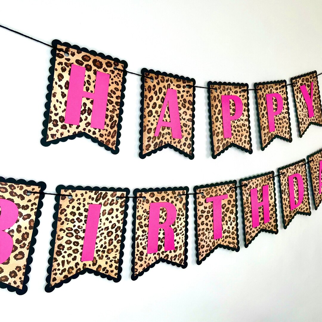 Hot Pink Cheetah Banner, Leopard Banner, Cheetah Birthday Decorations ...