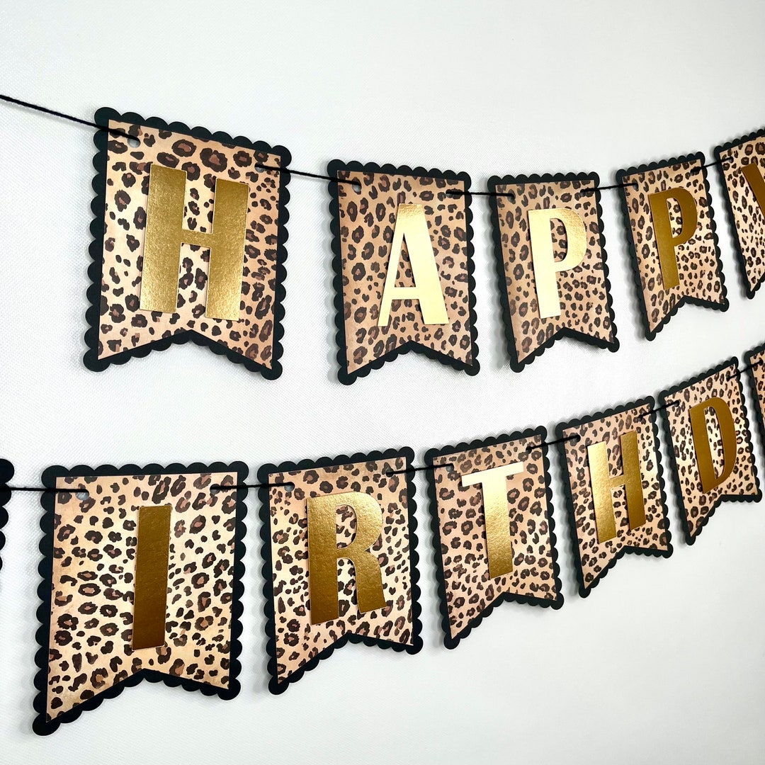 Gold Foil Cheetah Banner, Leopard Birthday Banner, Cheetah Birthday ...